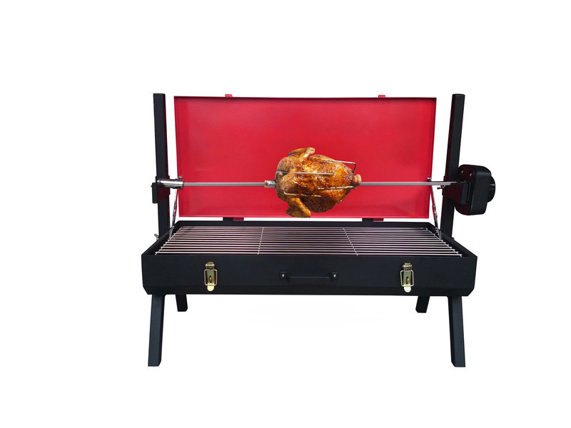 Mini Spit Roaster Charcoal BBQ - Red 3v Motor | Flaming Coals ...