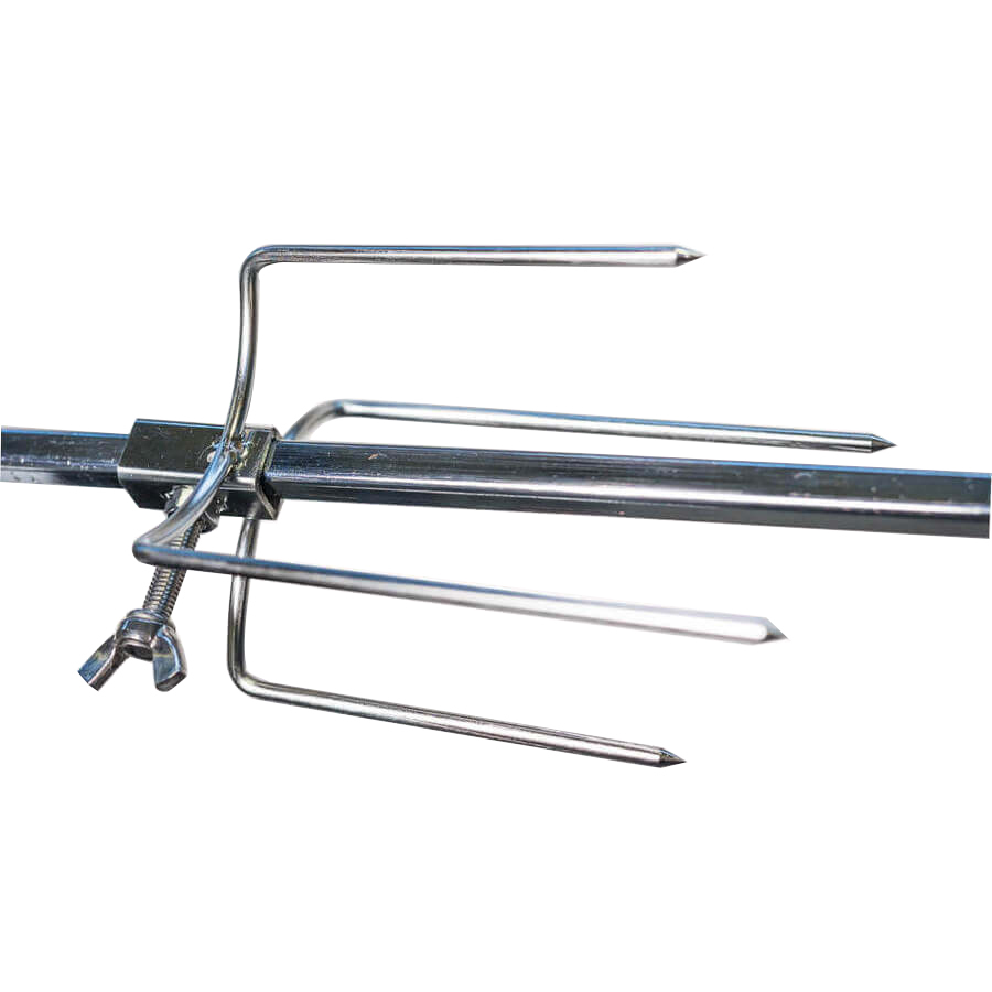 Small 4 Prong Rotisserie Fork for Chicken - 10mm square x 2 - Flaming ...